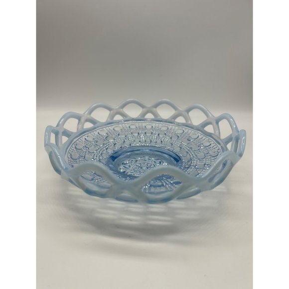 Accents | Vintage Blue Laced Glass Footed Candy Dish Bowl 6 | Poshmark